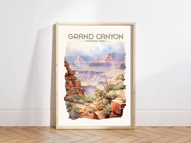 Grand Canyon National Park Watercolor Travel Poster - US National Parks ...