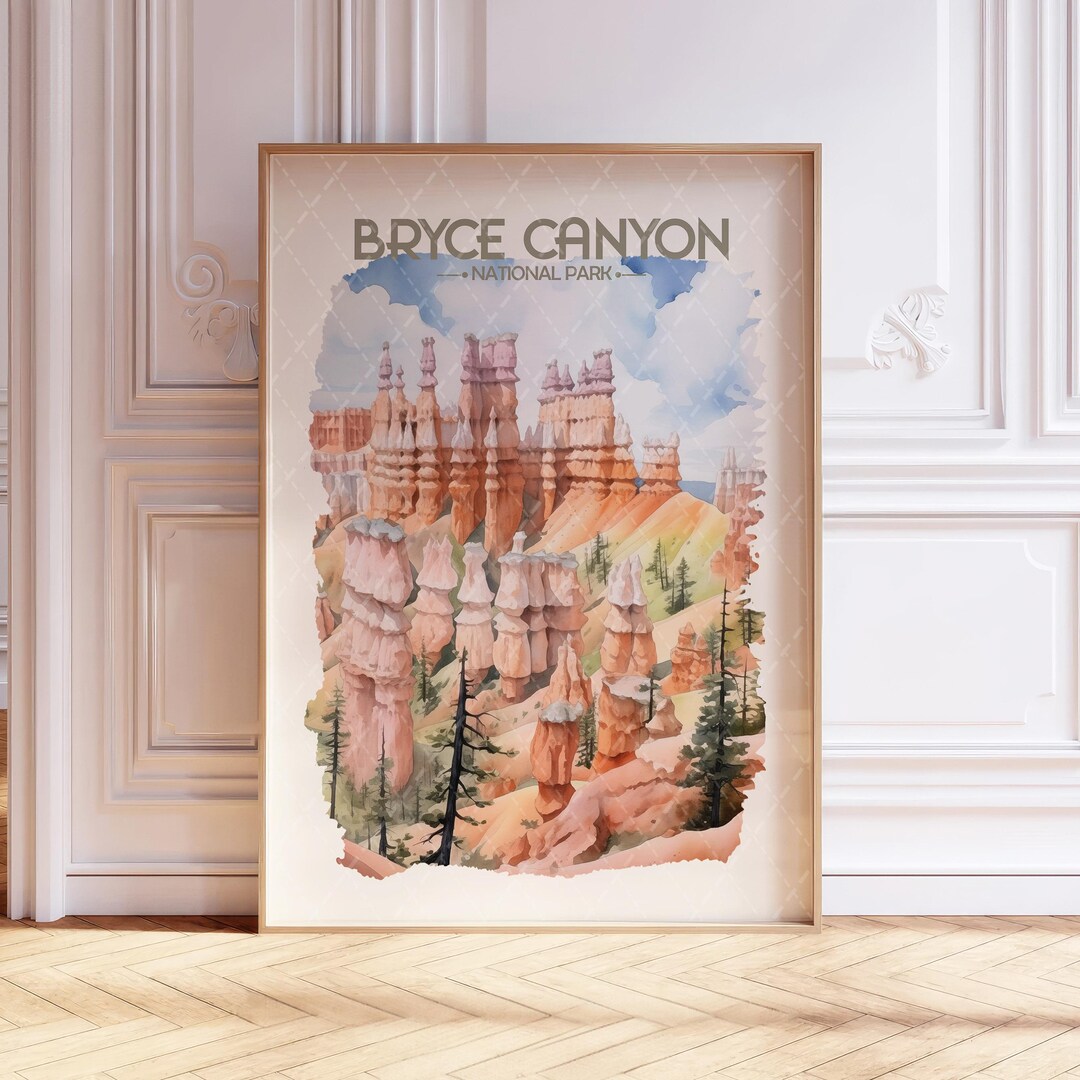 Bryce Canyon National Park Watercolor Travel Poster - US National Park ...