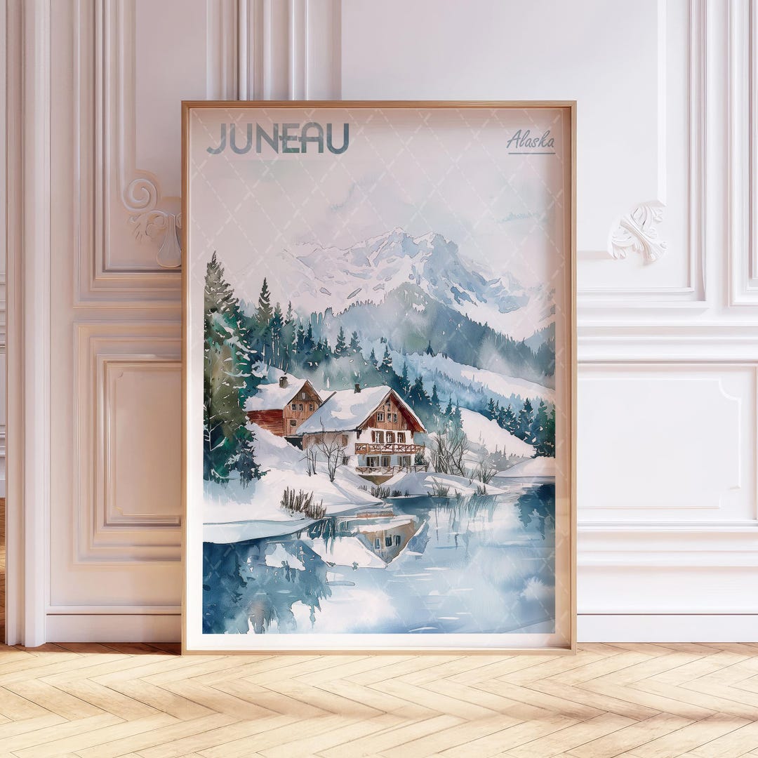 Juneau Alaska Watercolor Print: Pastel Winter Scene (digital Download ...