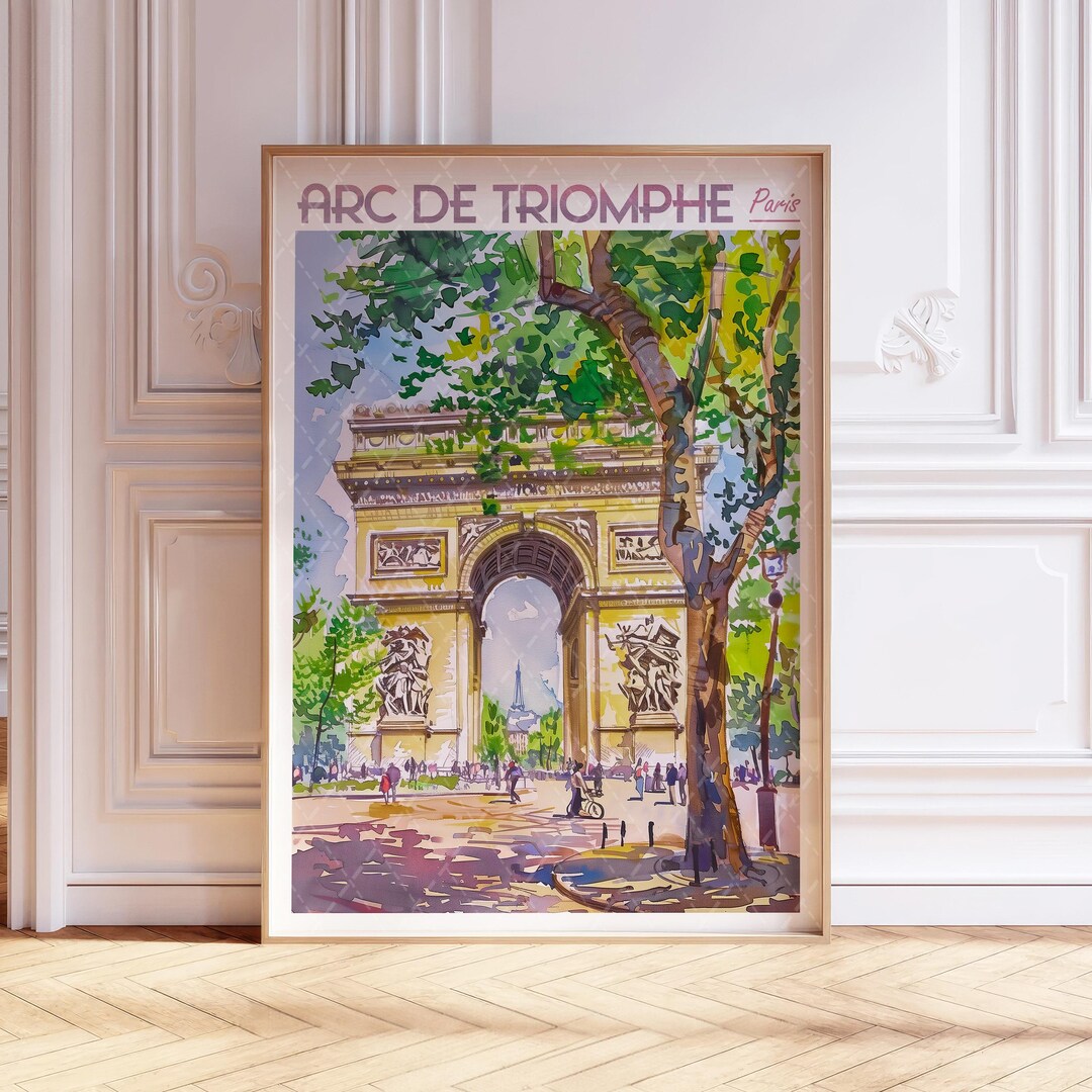Arc De Triomphe Watercolor Poster - World Cities Wall Art - Paris ...