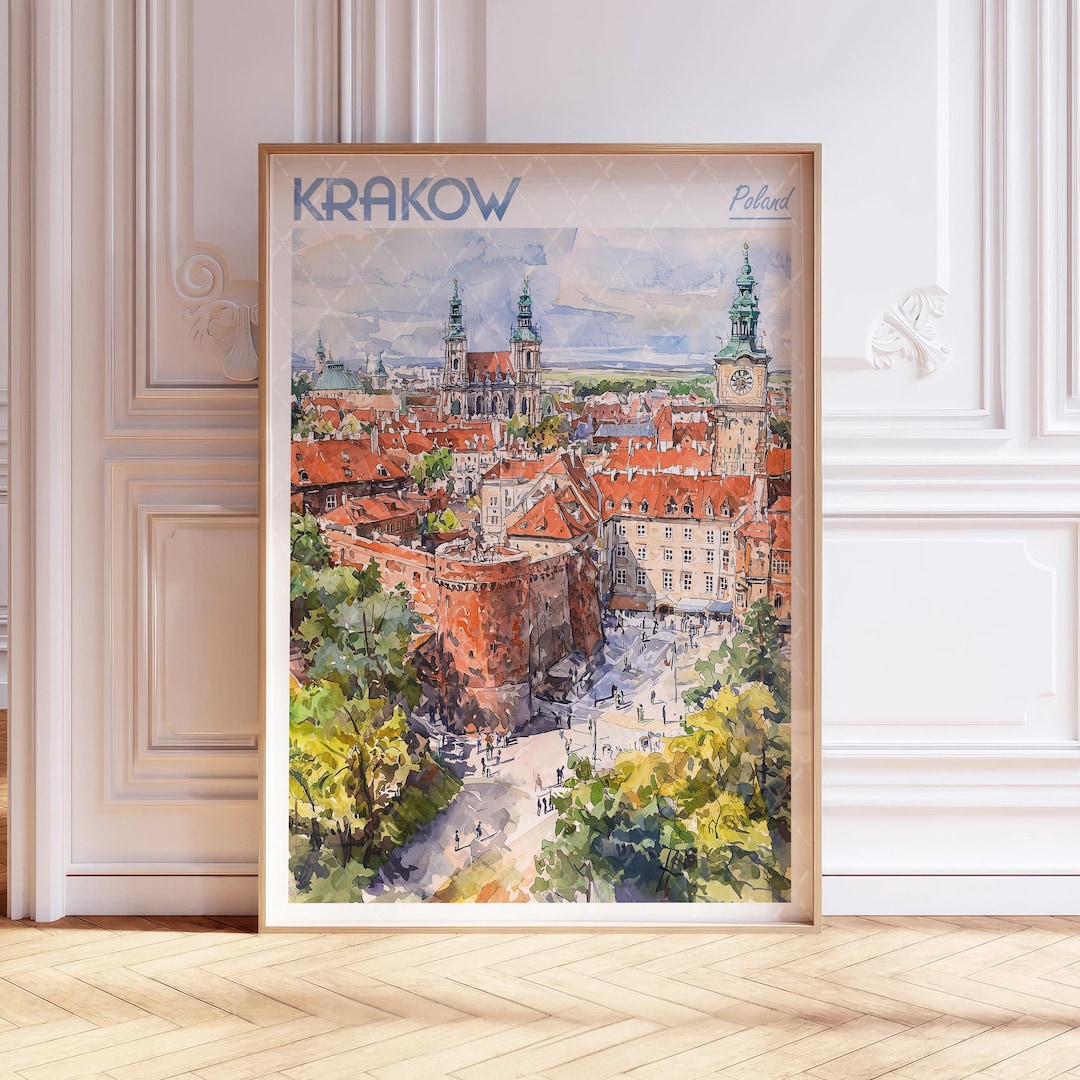 Krakow Watercolor Poster - Krakow Wall Art - Poland Travel Poster ...