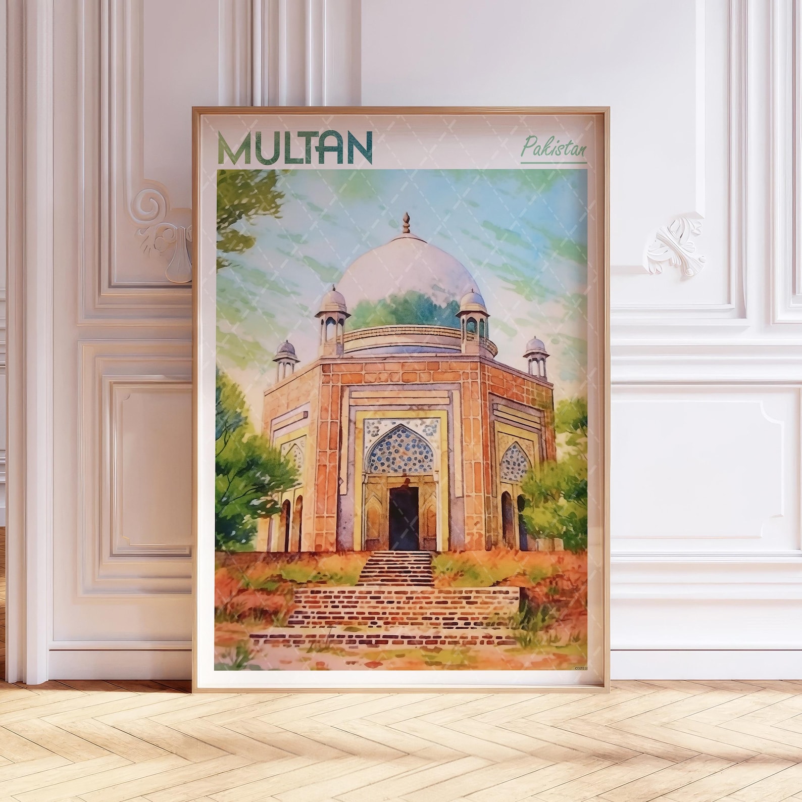 Multan Watercolor Art Print - Shah Rukn-e-alam Print - Pakistan Travel ...