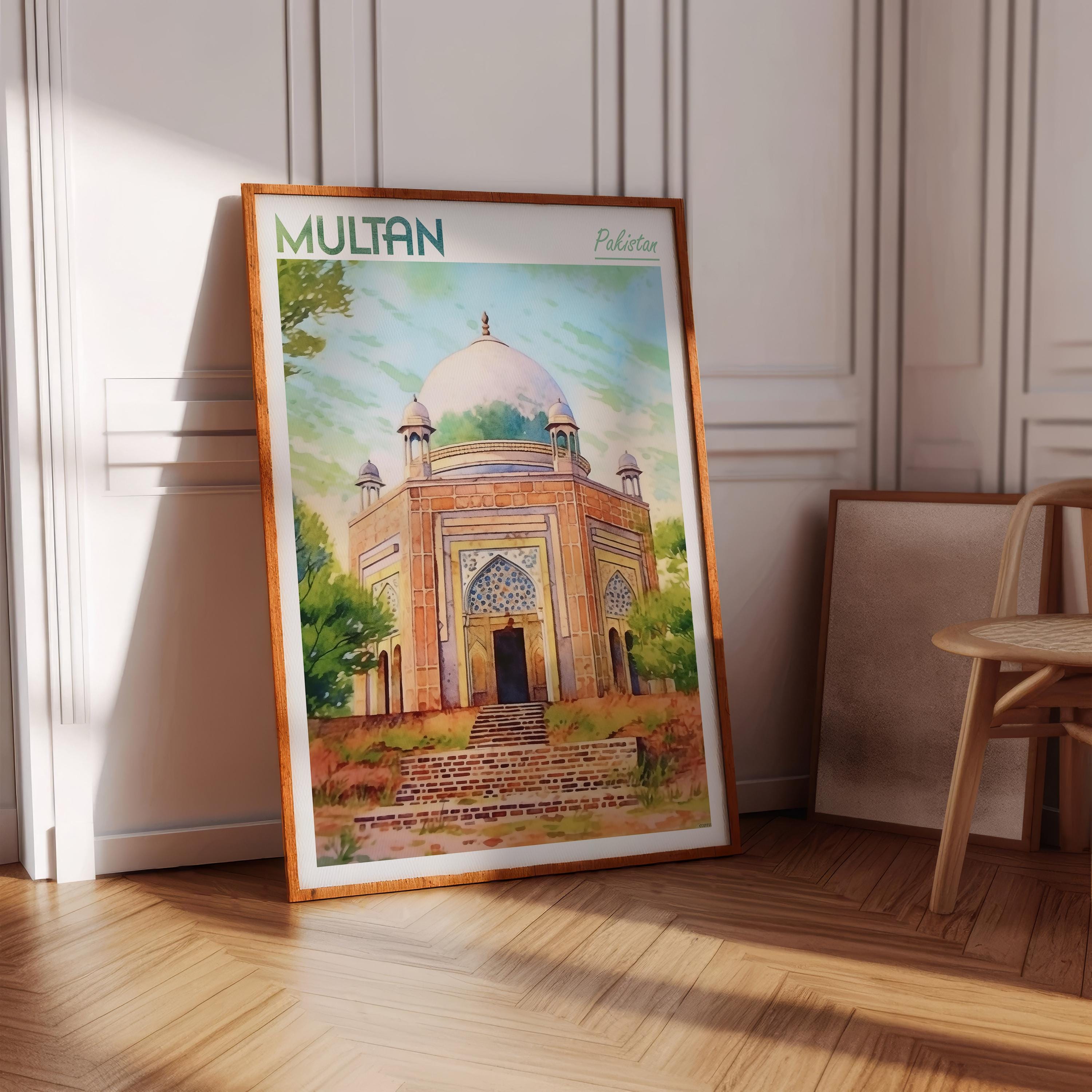 Multan Watercolor Art Print - Shah Rukn-e-alam Print - Pakistan Travel ...