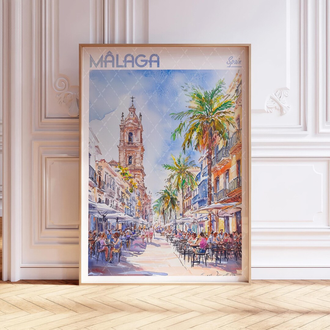 Malaga Watercolor Poster - Malaga Wall Art - Spain Travel Poster ...