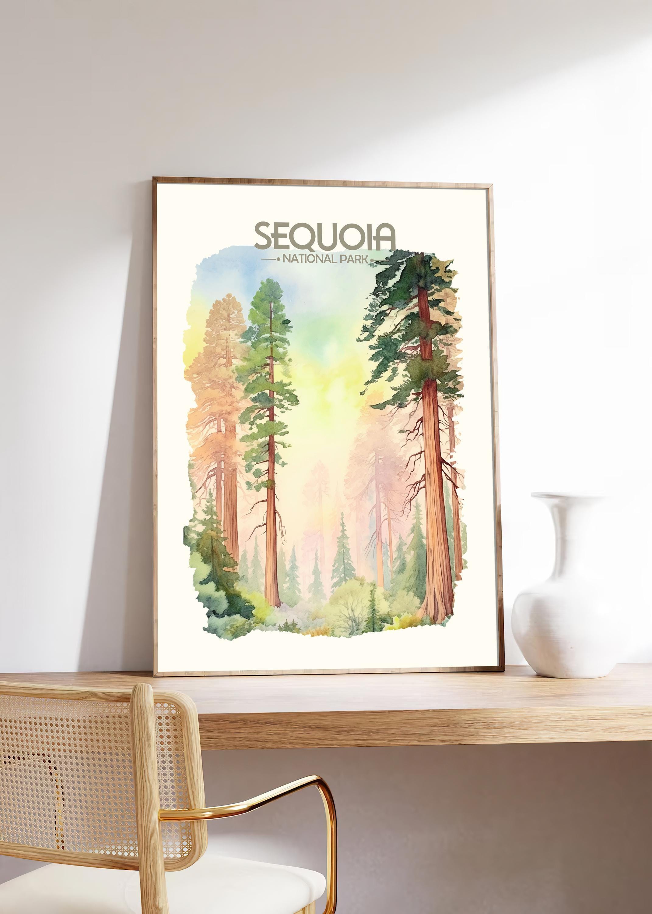 Sequoia National Park Watercolor Travel Poster - US National Parks ...