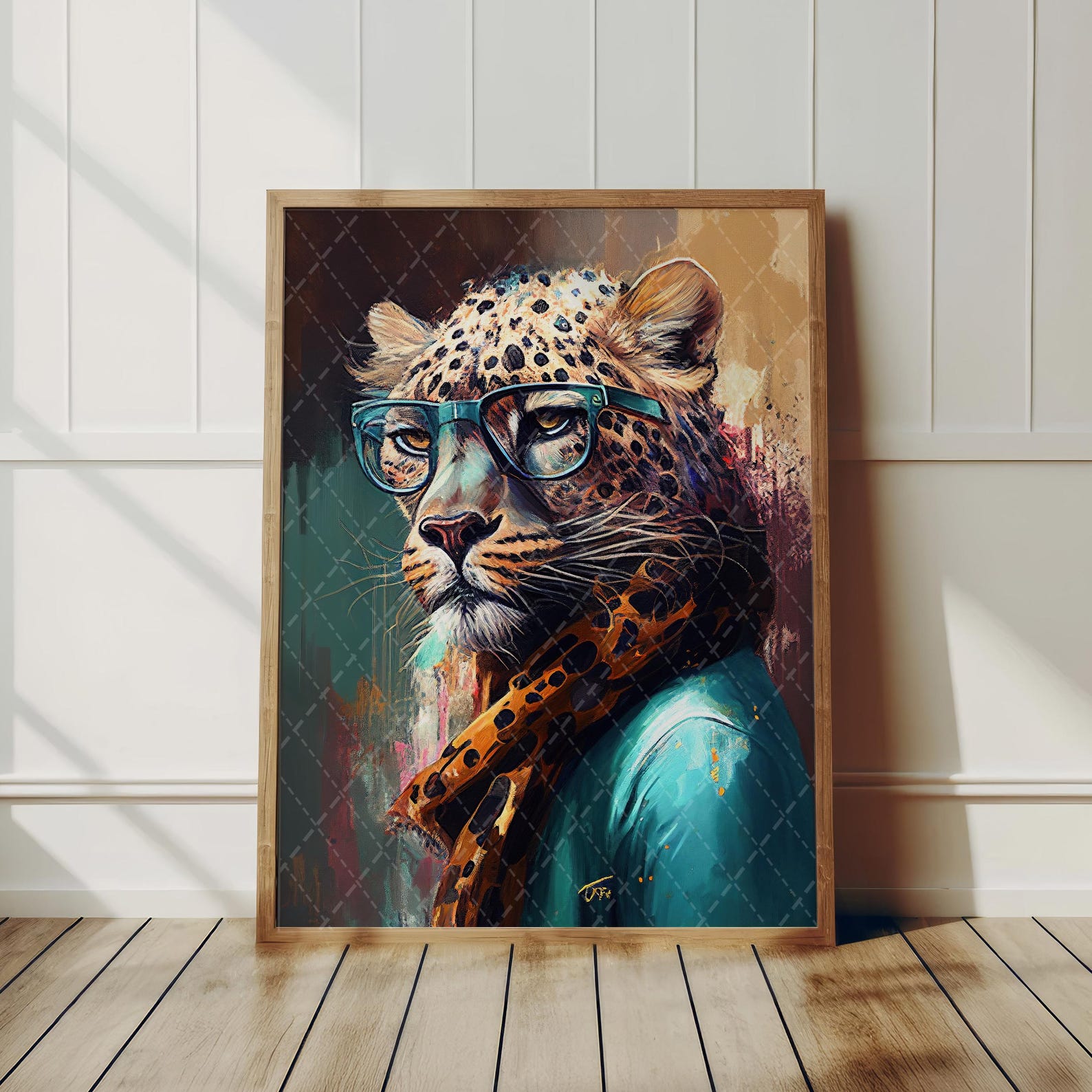 Fashion Designer Leopard Portrait, Royal Pet Painting, Animal Portrait ...