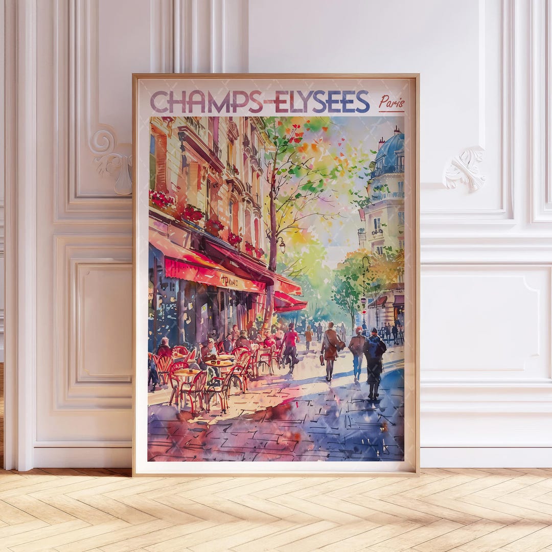 Champs Elysees Watercolor Poster - World Cities Wall Art - Paris France ...
