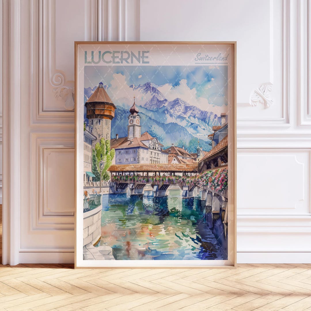 Lucerne Watercolor Art Print - Lucerne City Print - Switzerland Europe ...