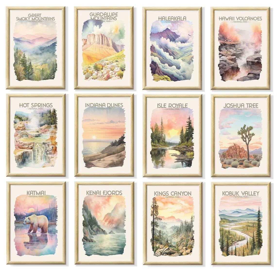 U.S. National Park Poster Bundle | All 63 National Parks Watercolor ...