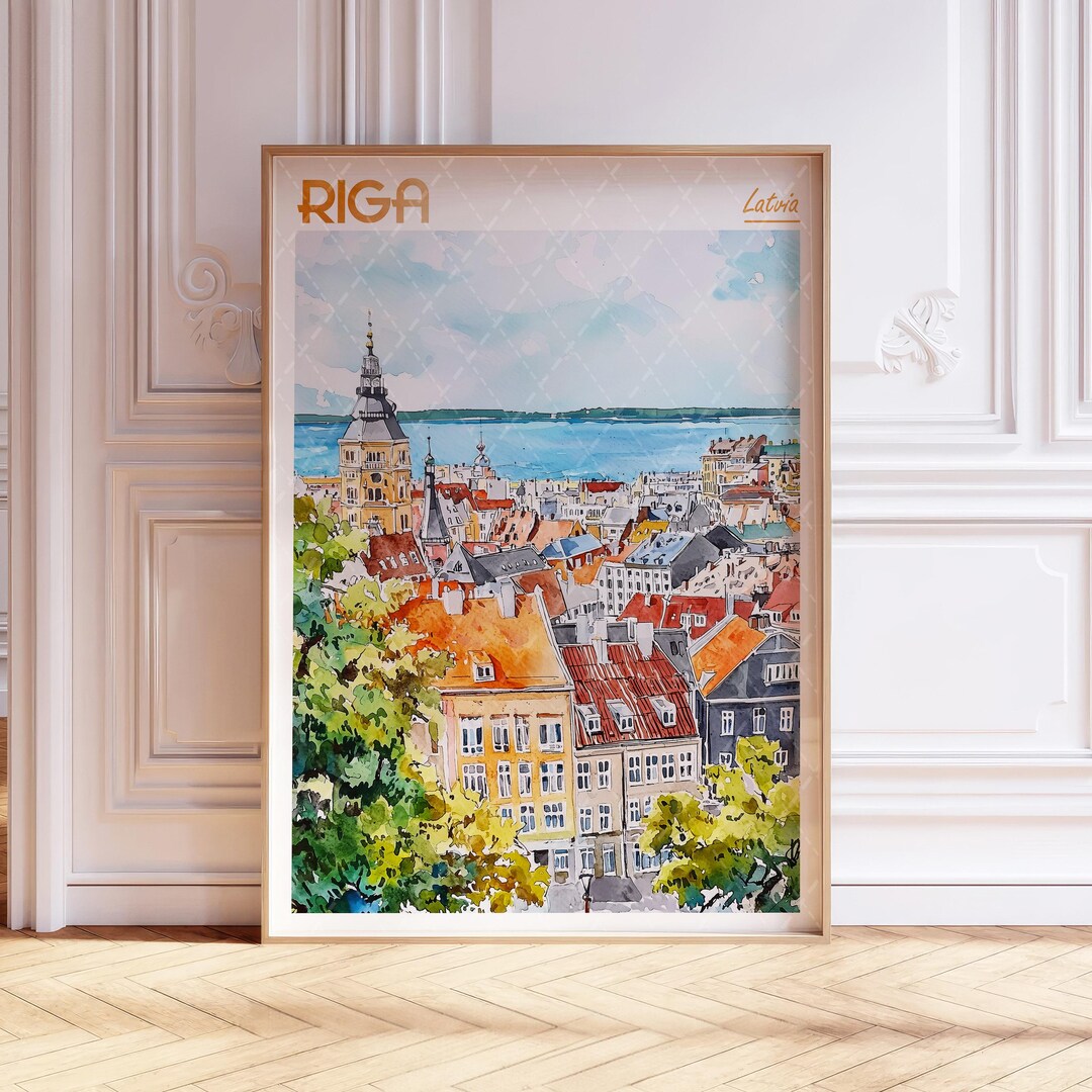 Riga Watercolor Poster - Riga Wall Art - Latvia Travel Poster - Printable City Poster - Pastel ...