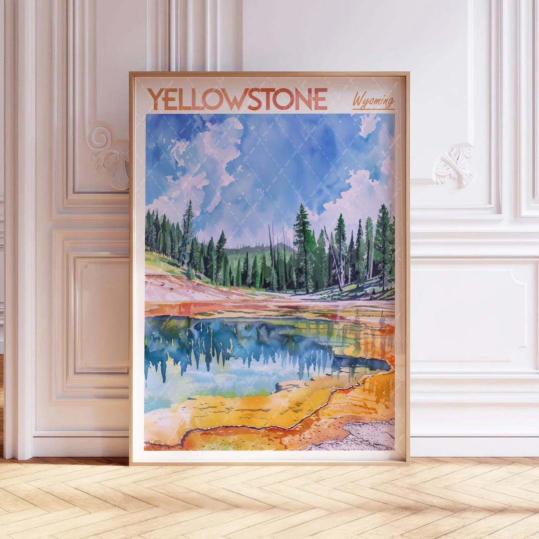 Yellowstone National Park Watercolor Poster - USA Travel Art - National ...