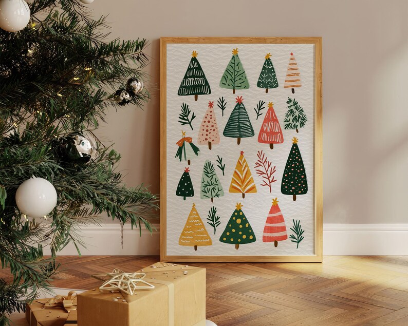 Christmas Trees Print Winter Printable Merry Christmas Cute ...