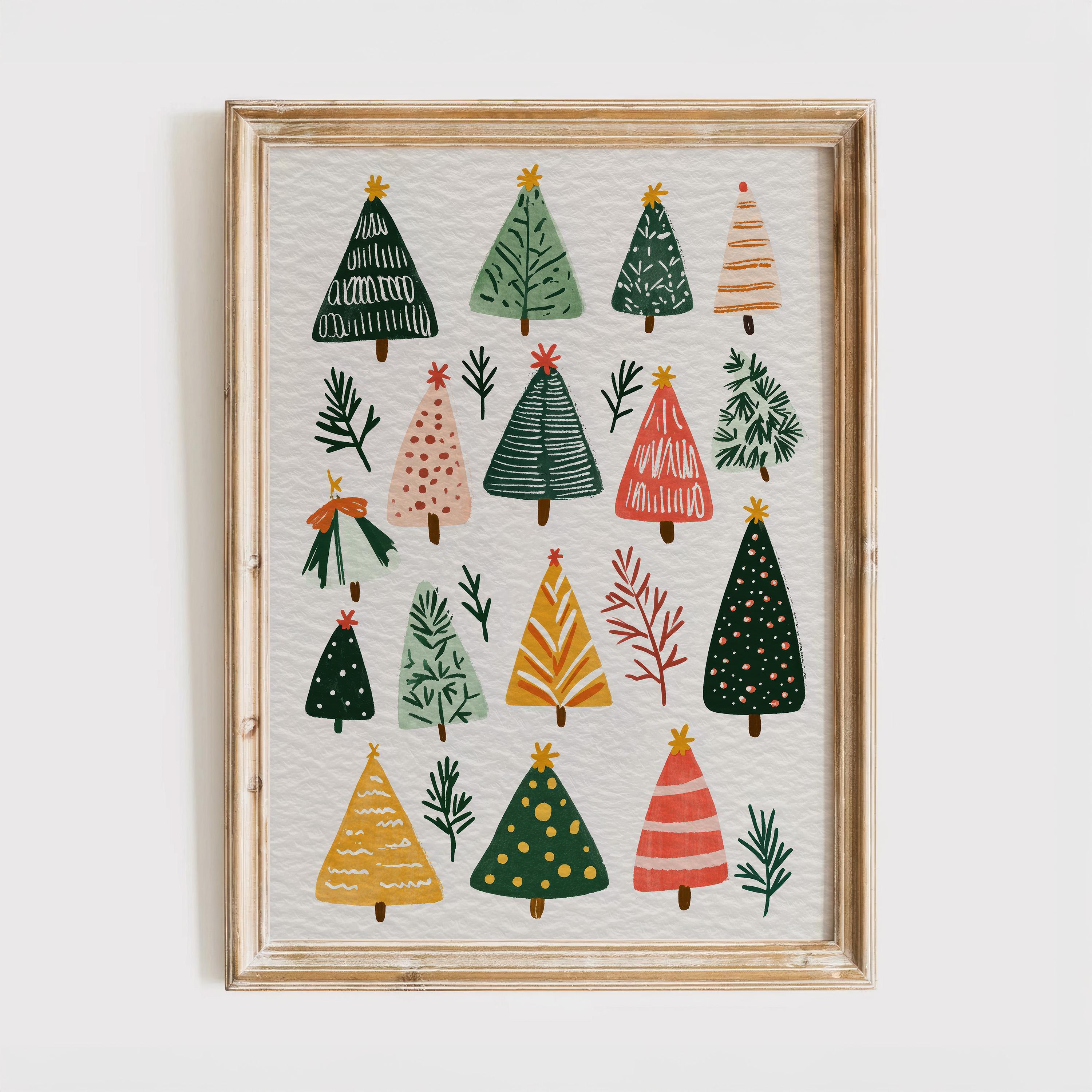 Christmas Trees Print Winter Printable Merry Christmas Cute ...