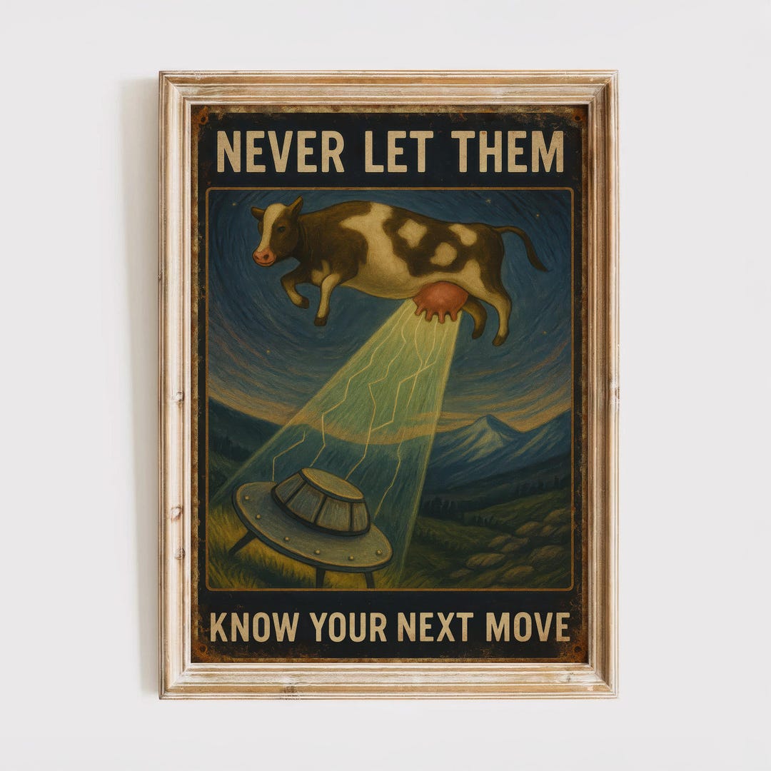 Never Let Them Know Your First Move Funny Altered Art Print UFO With ...