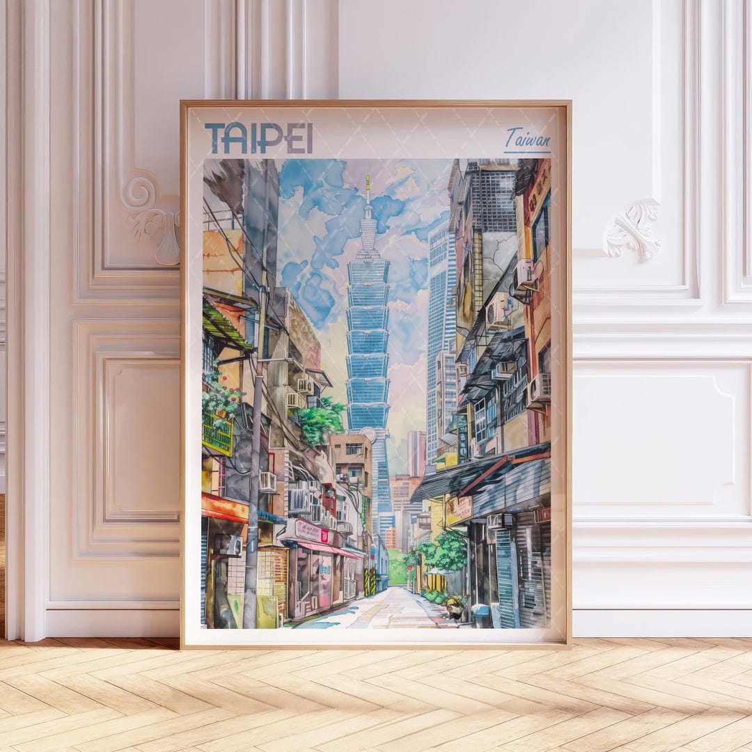 Taipei Watercolor Wall Art - Taipei Print - Taiwan Travel Poster ...