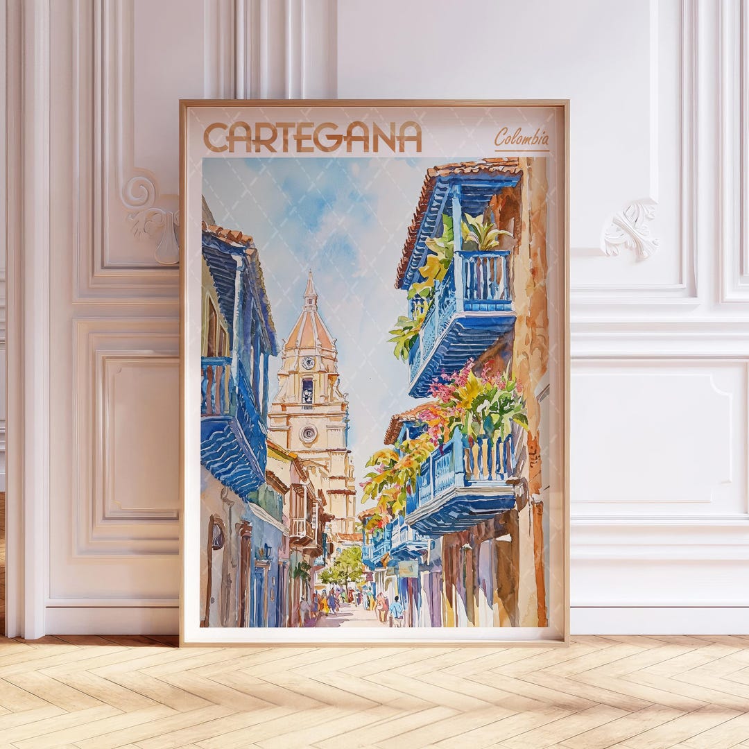 Cartegana Watercolor Poster - World Cities Wall Art - South America ...