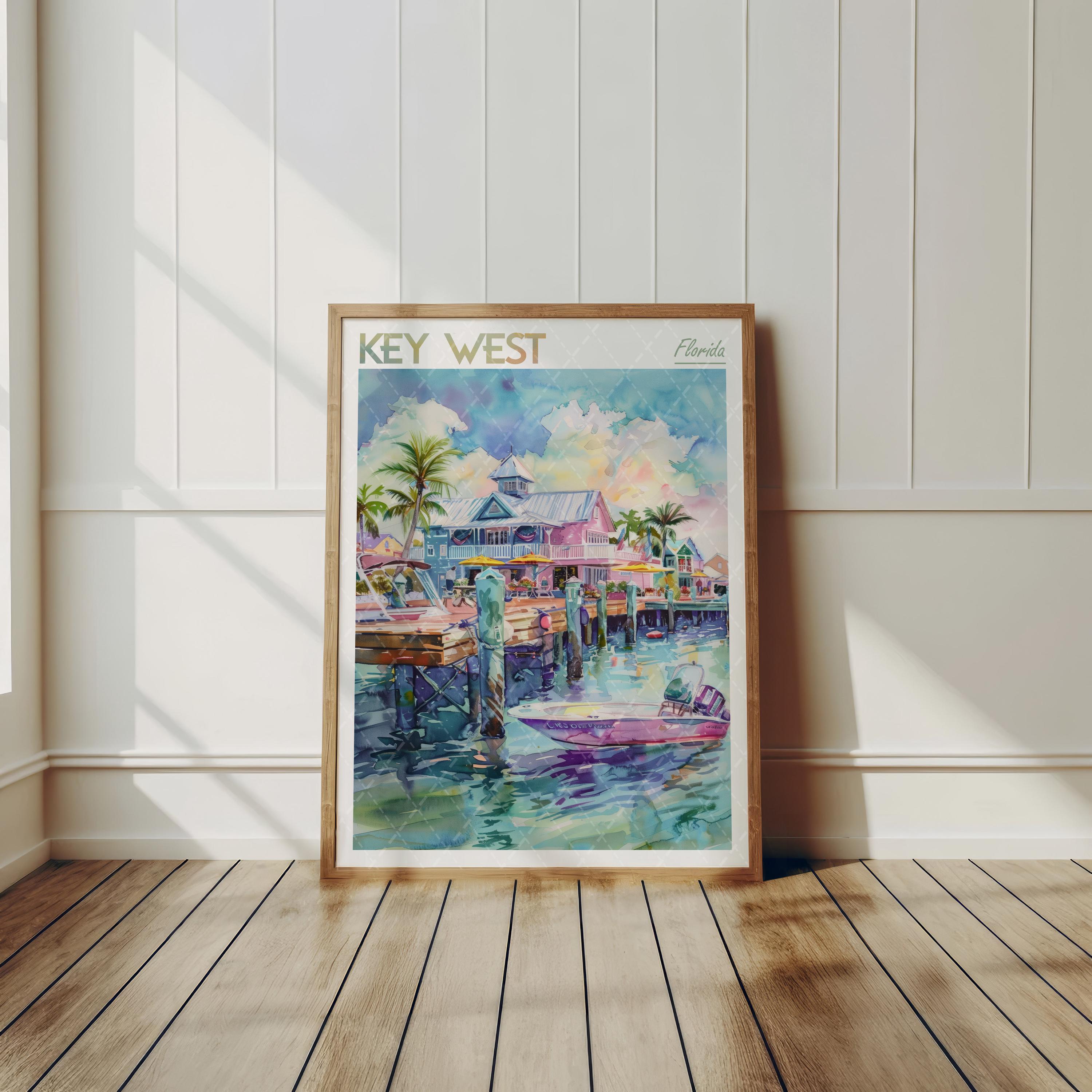 Key West Watercolor Art Print - Key West City Print - Florida USA ...