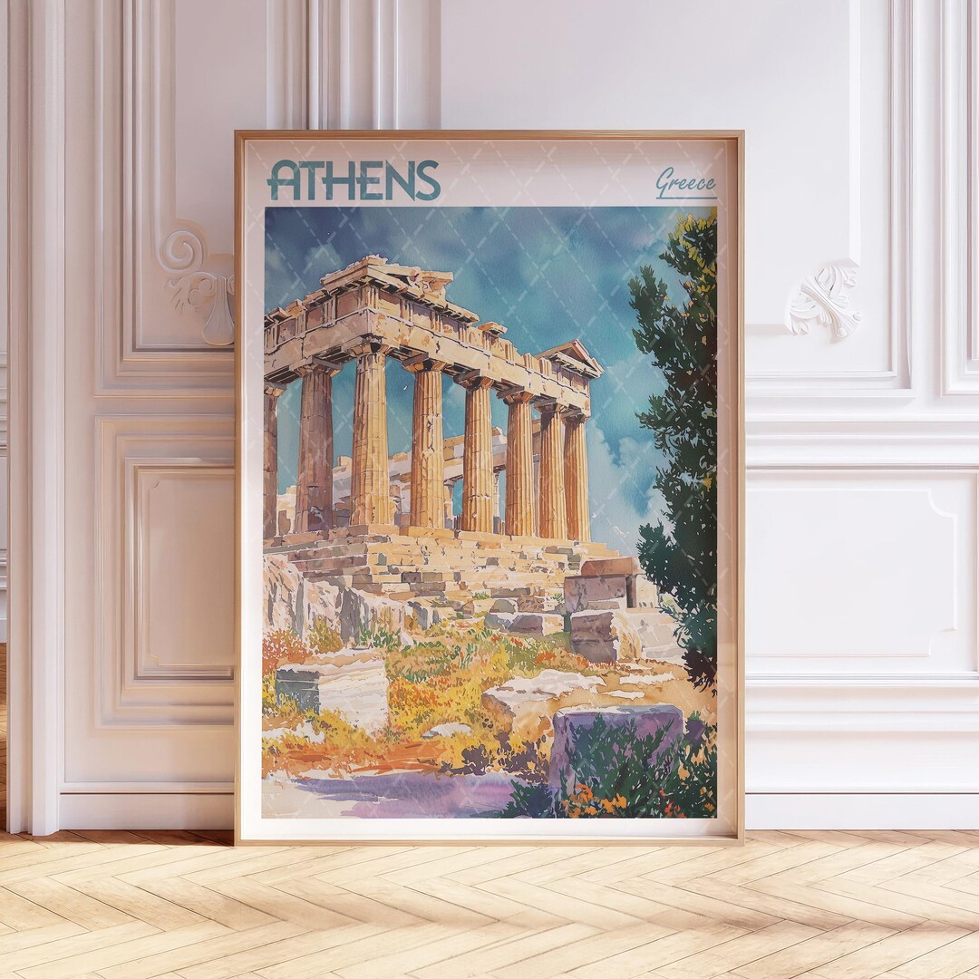 Athens Watercolor Poster - World Cities Wall Art - Europe Greece Travel ...