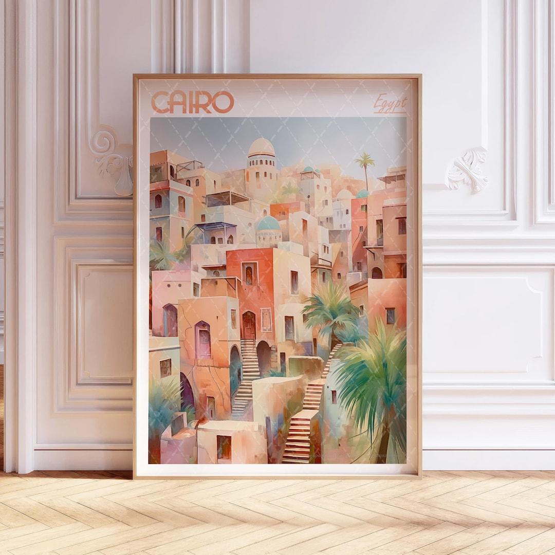 Cairo Watercolor Poster - Egypt Wall Art - Authentic Travel Poster ...