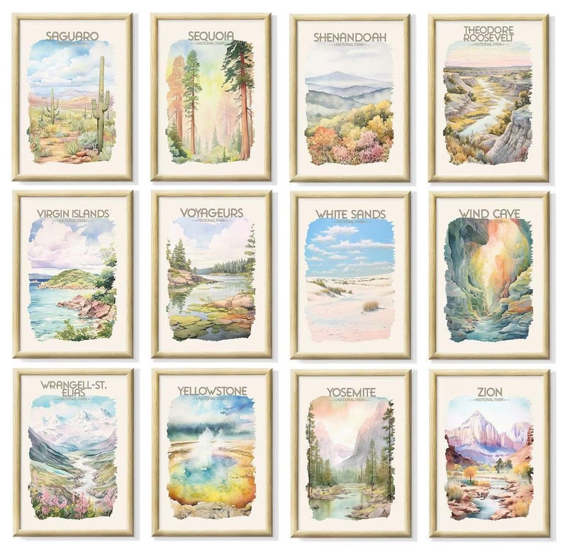 U.S. National Park Poster Bundle | All 63 National Parks Watercolor ...