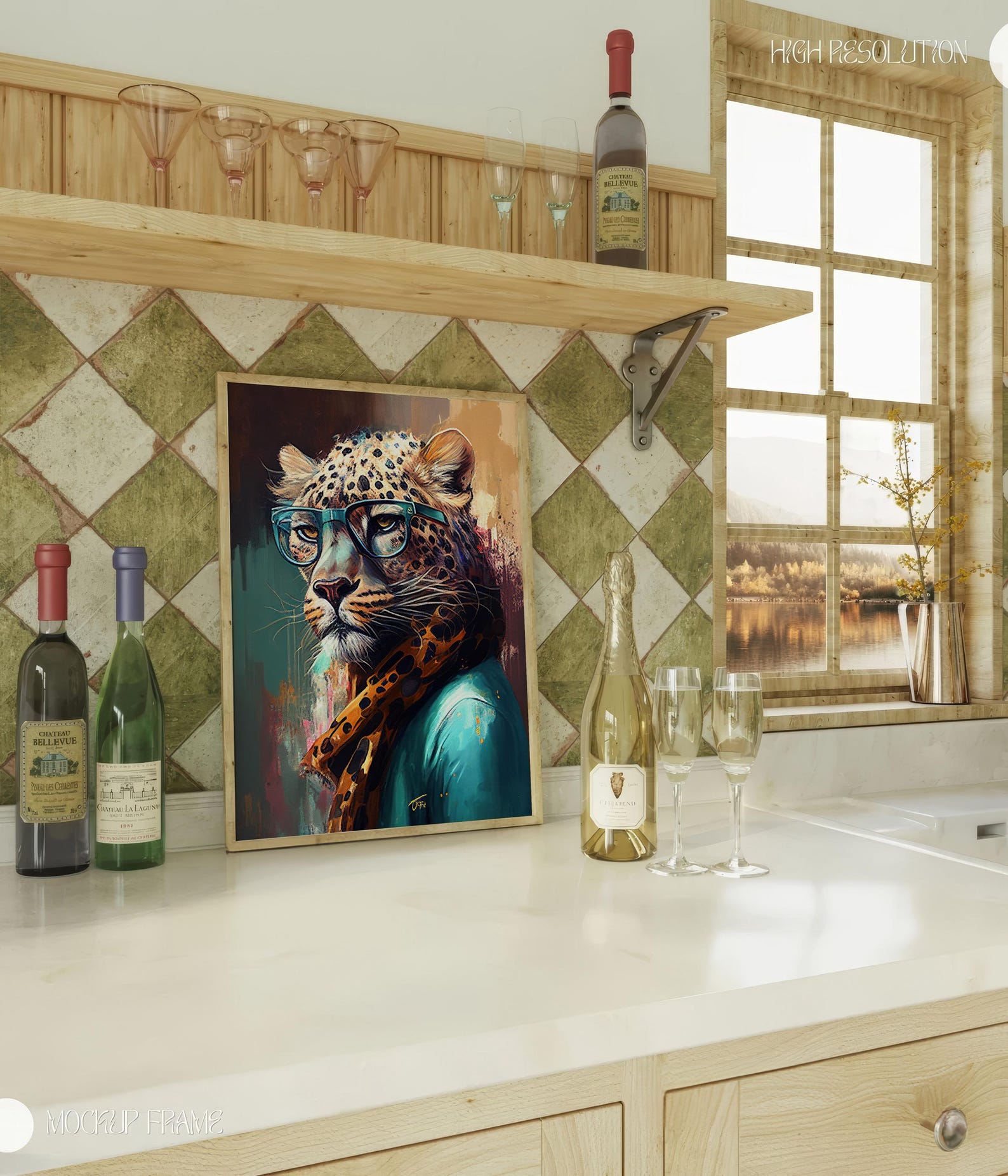 Fashion Designer Leopard Portrait, Royal Pet Painting, Animal Portrait ...