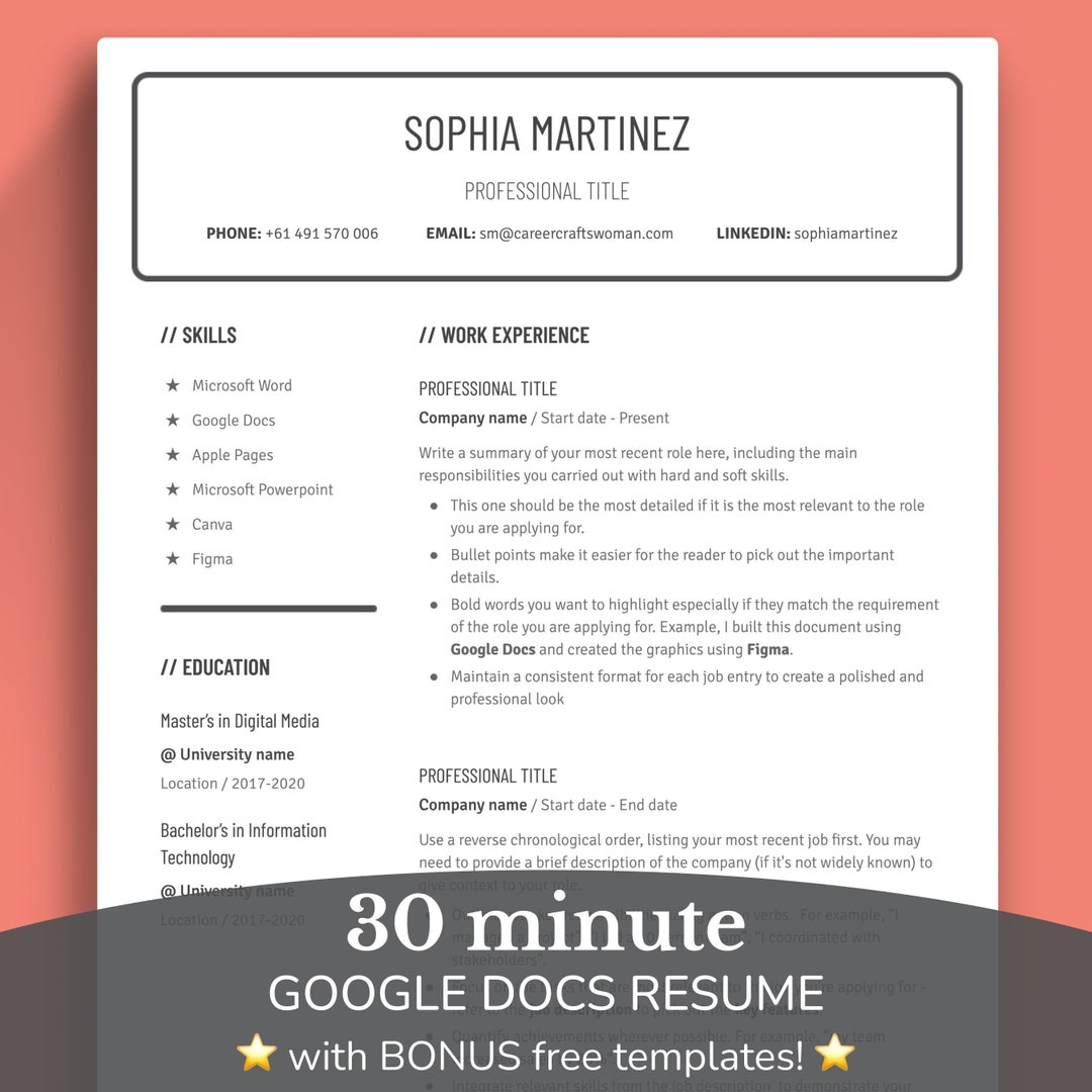 Executive Resume Template in Google Docs - Professional, Easy to Edit ...