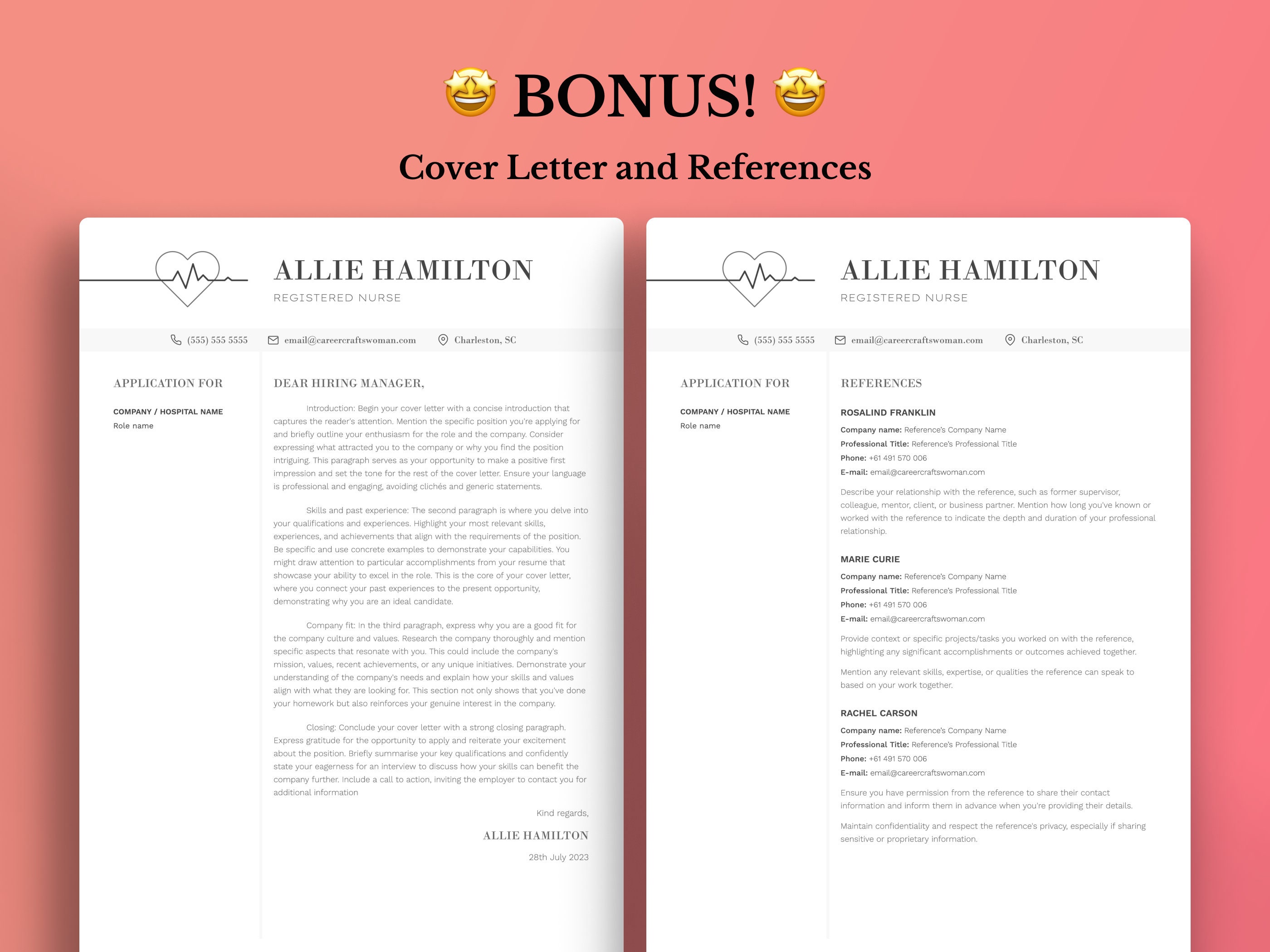 Nurse Resume Template in Google Docs Professional CV, Registered Nurse ...