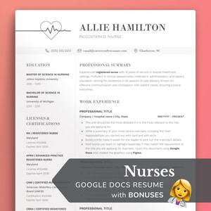 Nurse Resume Template in Google Docs Professional CV, Registered Nurse ...