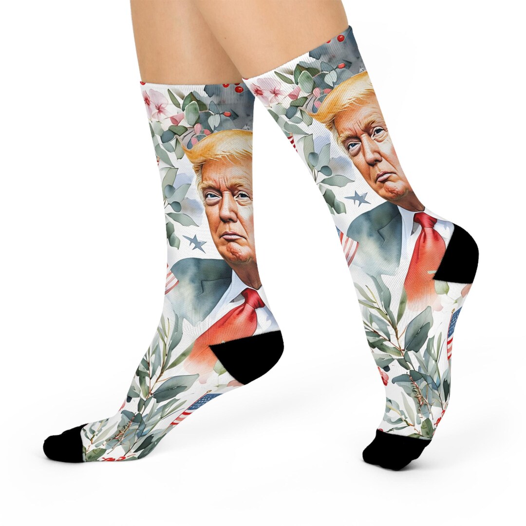Patriotic Donald Trump Cushioned Crew Socks, Fun Holiday Gifts, Novelty ...