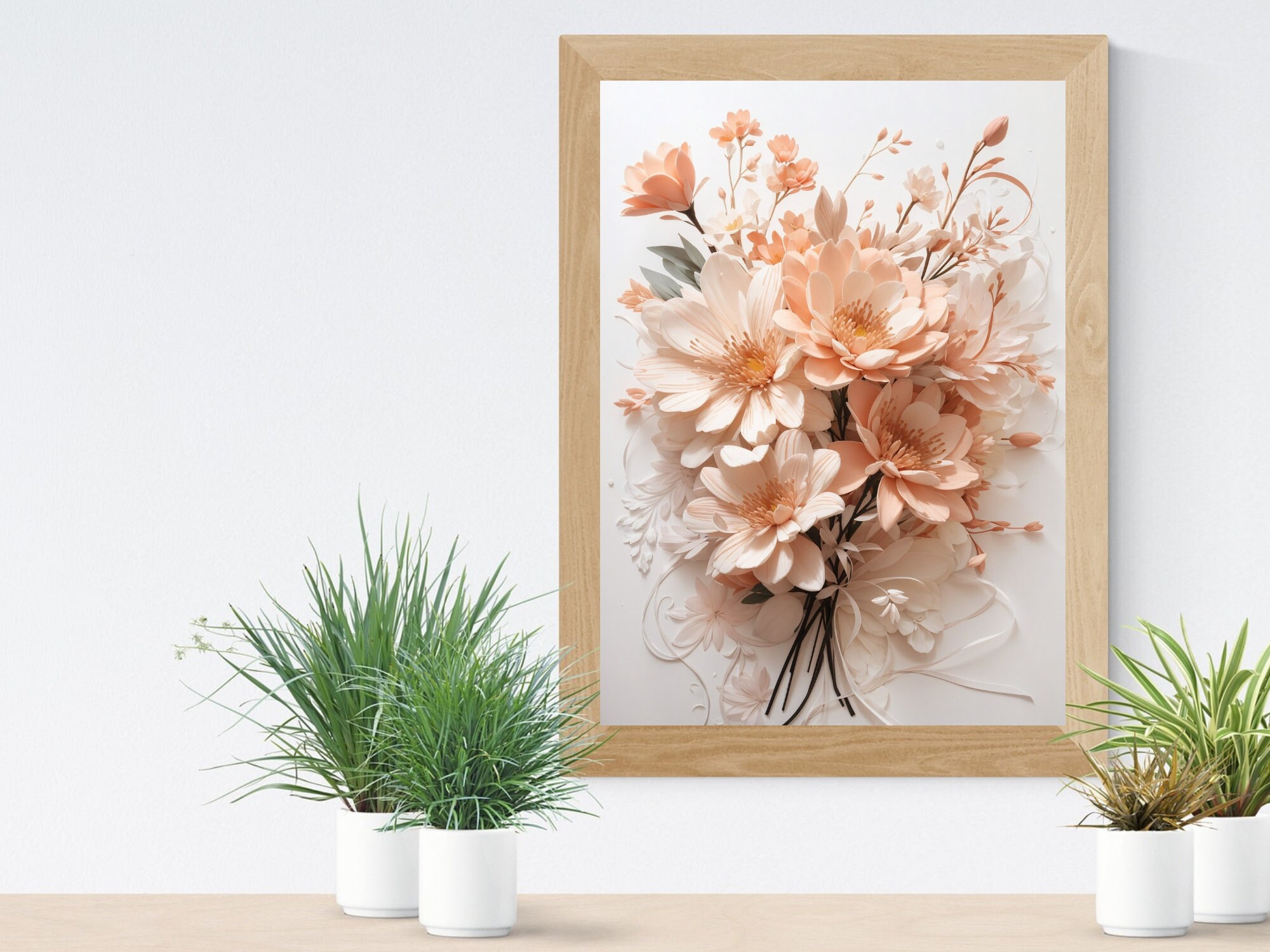 Peach Flower Wall Art Printable Wall Art Print Floral Artwork Peach ...