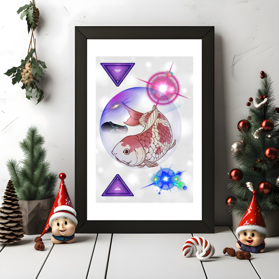 Fantasy Fish Bowl Poster, Stunning Koi Carp Design, Wall Art for Home ...