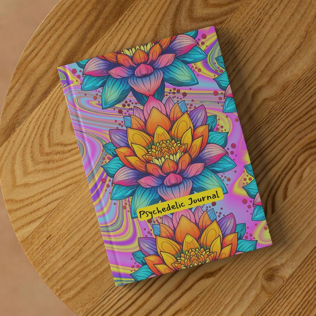 Psychedelic Lotus Hardcover Journal: Colorful Dream Diary - Etsy