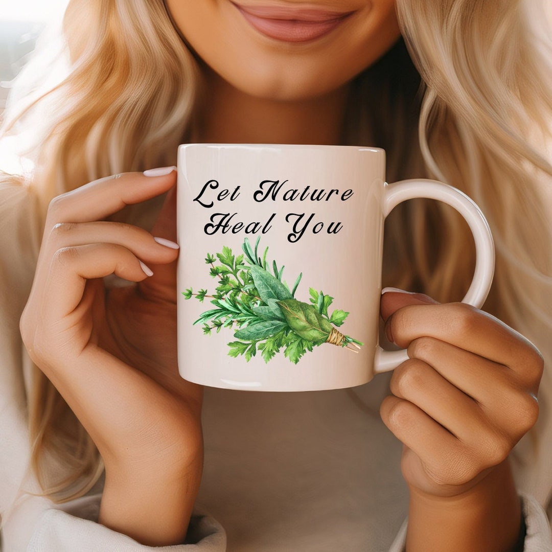 Herbal Remedies Mug: Watercolor Herbs, Natural Healing Cup - Etsy