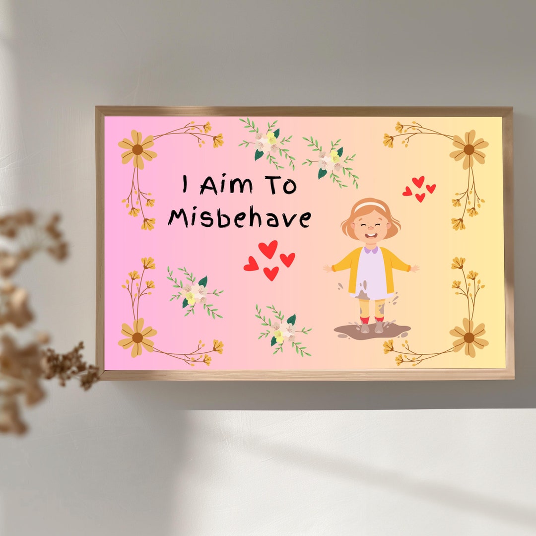 I Aim to Misbehave Poster: Colorful Kids Room Art, 12x18 Print - Etsy
