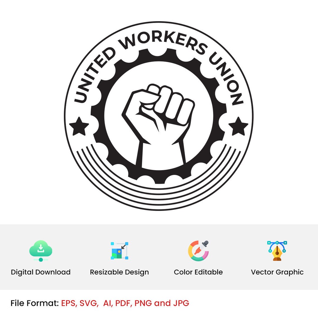 Empowering 'united Workers Union' Slogan Vintage Digital Design Instant ...