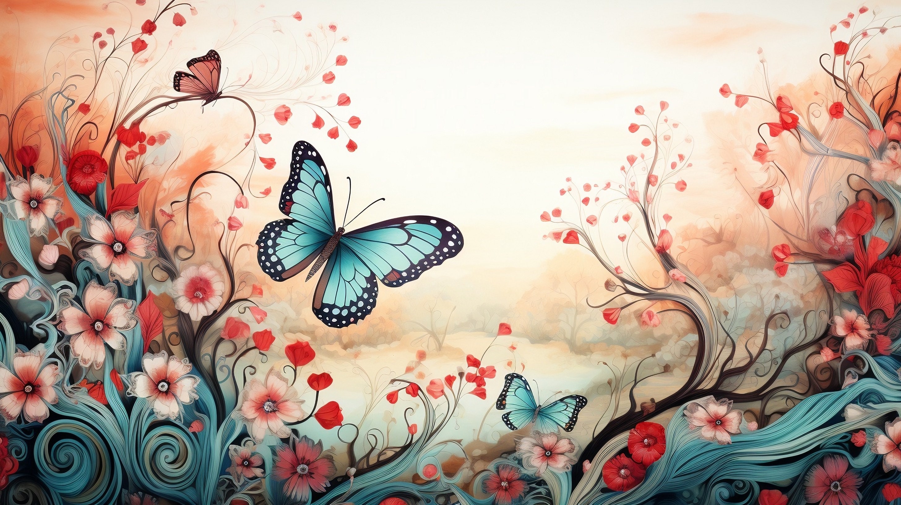 Set of 5 Butterfly Scenes Downloadable Digital AI Art - Etsy