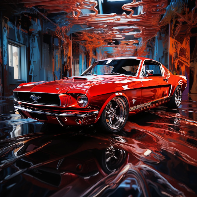 Set of 4 Red Ford Mustangs Downloadable Digital AI Art - Etsy