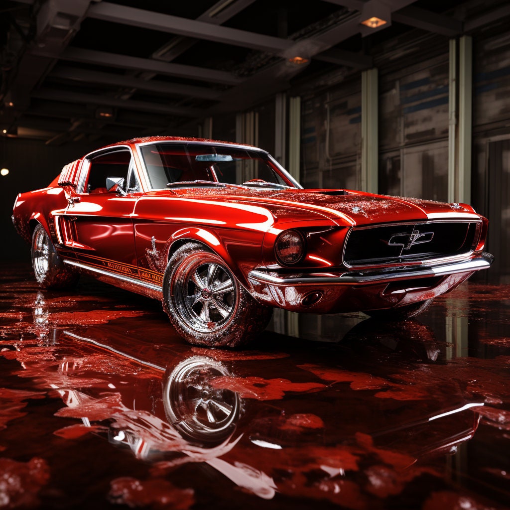 Set of 4 Red Ford Mustangs Downloadable Digital AI Art - Etsy