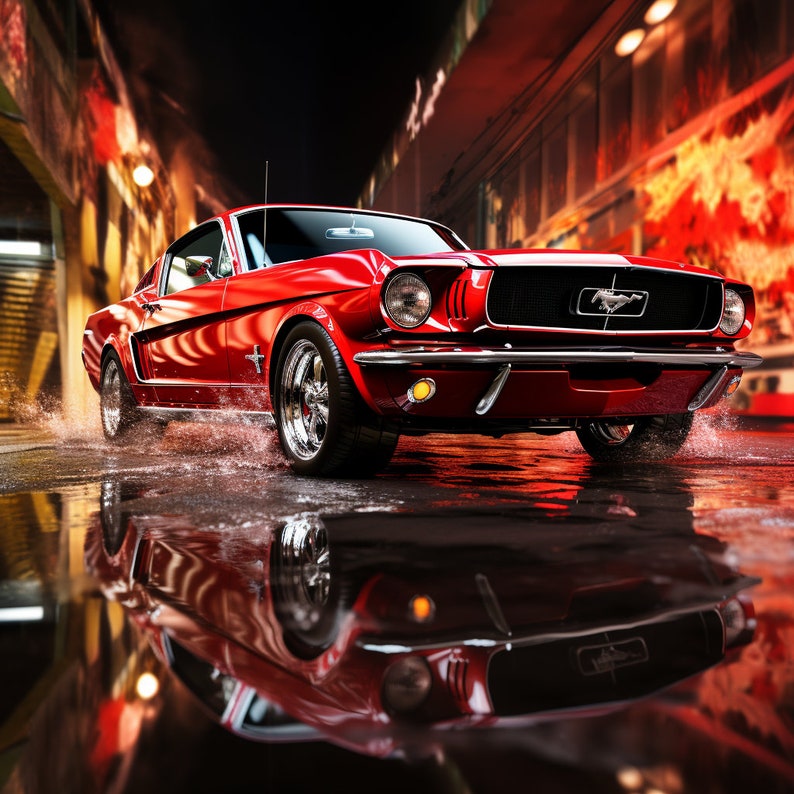 Set of 4 Red Ford Mustangs Downloadable Digital AI Art - Etsy