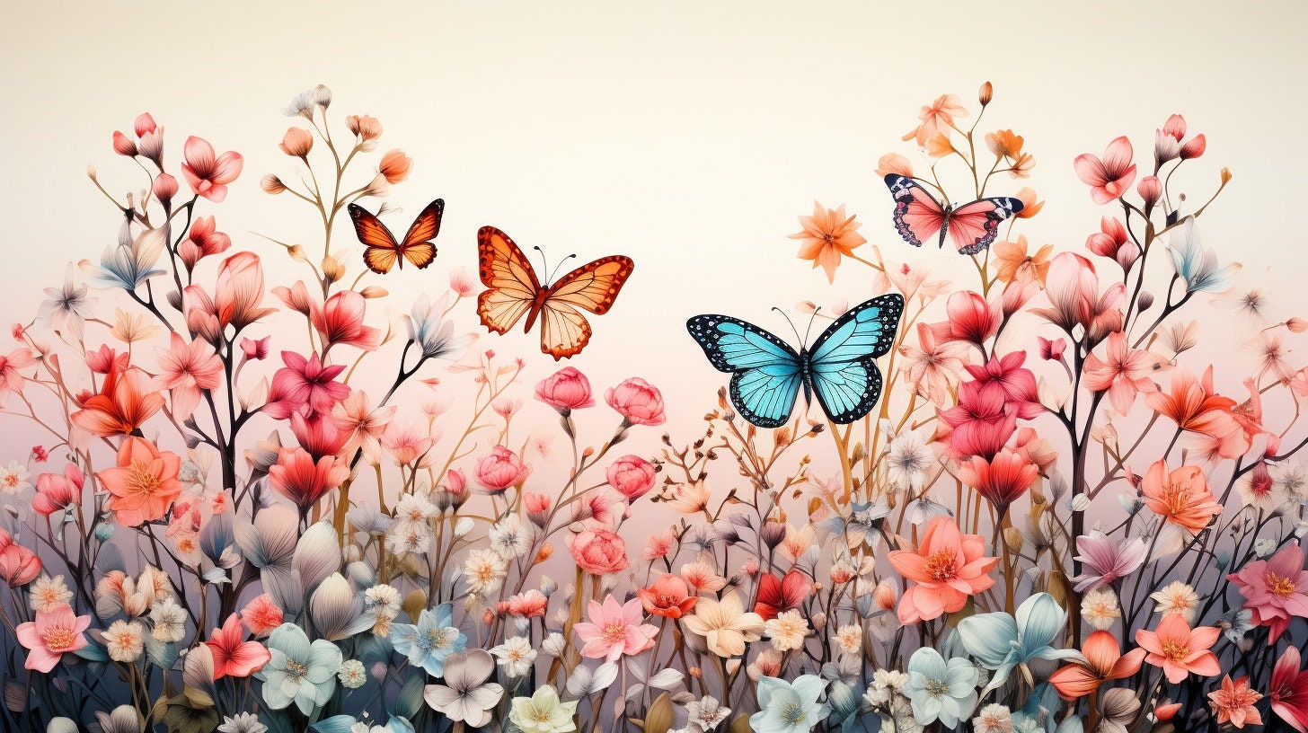 Set of 5 Butterfly Scenes Downloadable Digital AI Art - Etsy