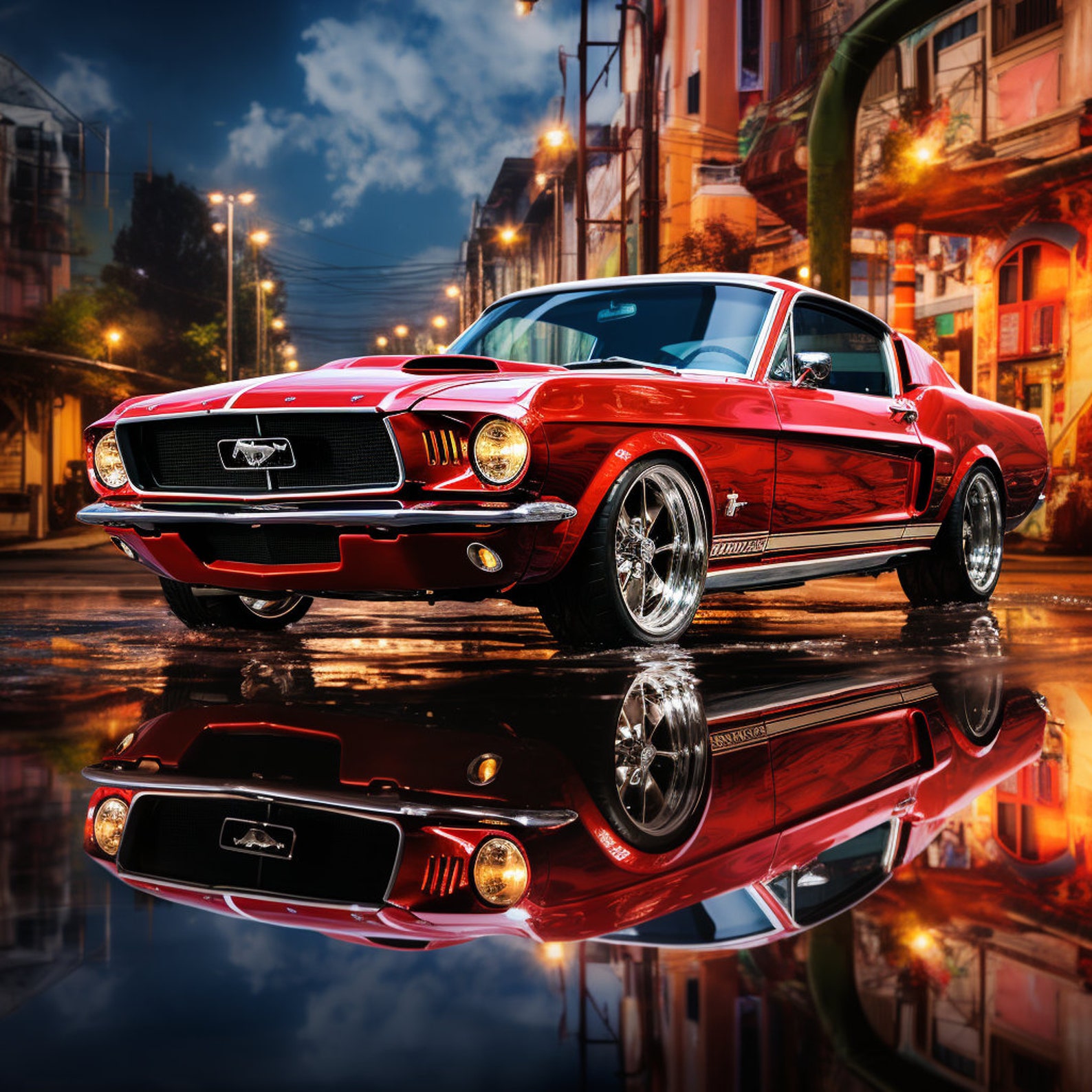 Set of 4 Red Ford Mustangs Downloadable Digital AI Art - Etsy