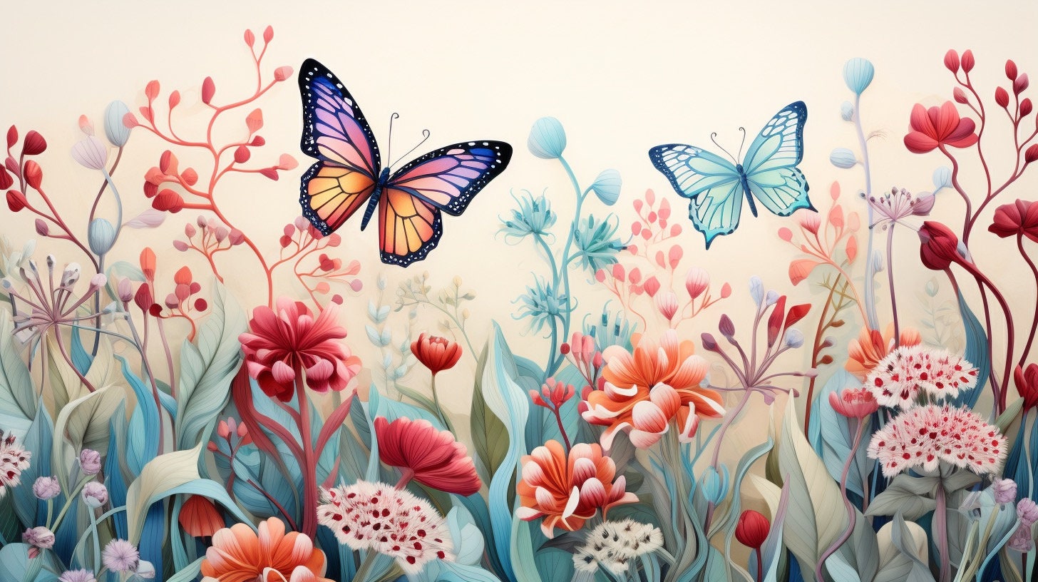 Set of 5 Butterfly Scenes Downloadable Digital AI Art - Etsy