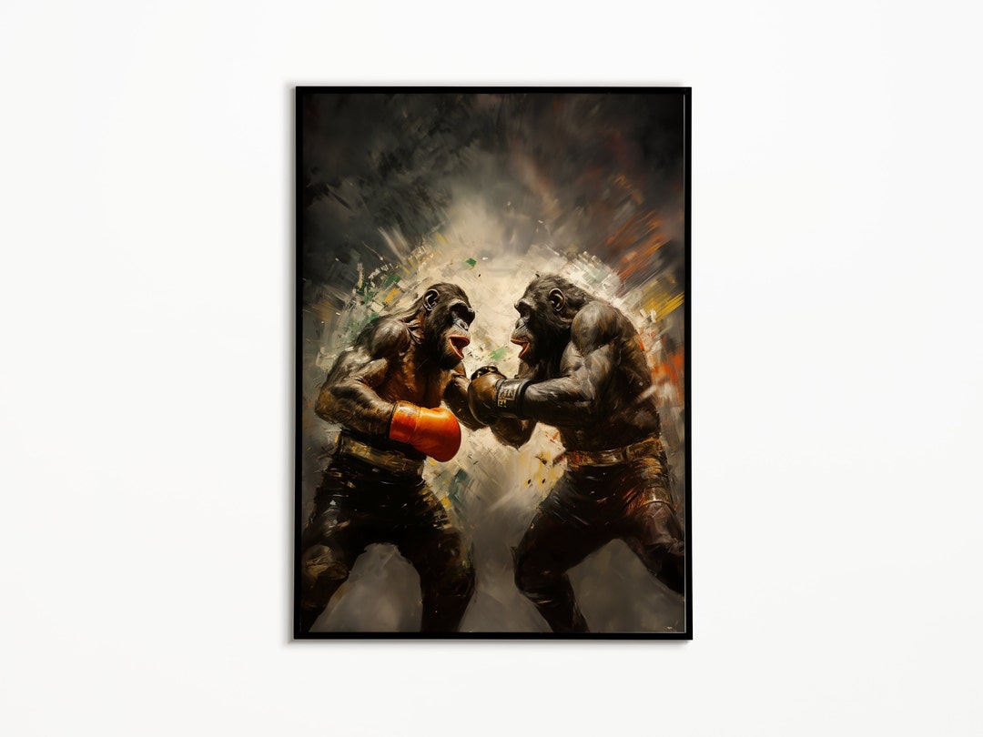 Boxing Chimps Poster Generative AI Limited Edition Poster - Etsy