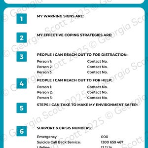 Mental Health Safety Plan | Printable & Fillable PDF With Crisis ...