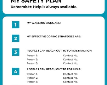 Mental Health Safety Plan | Printable & Fillable PDF With Crisis ...