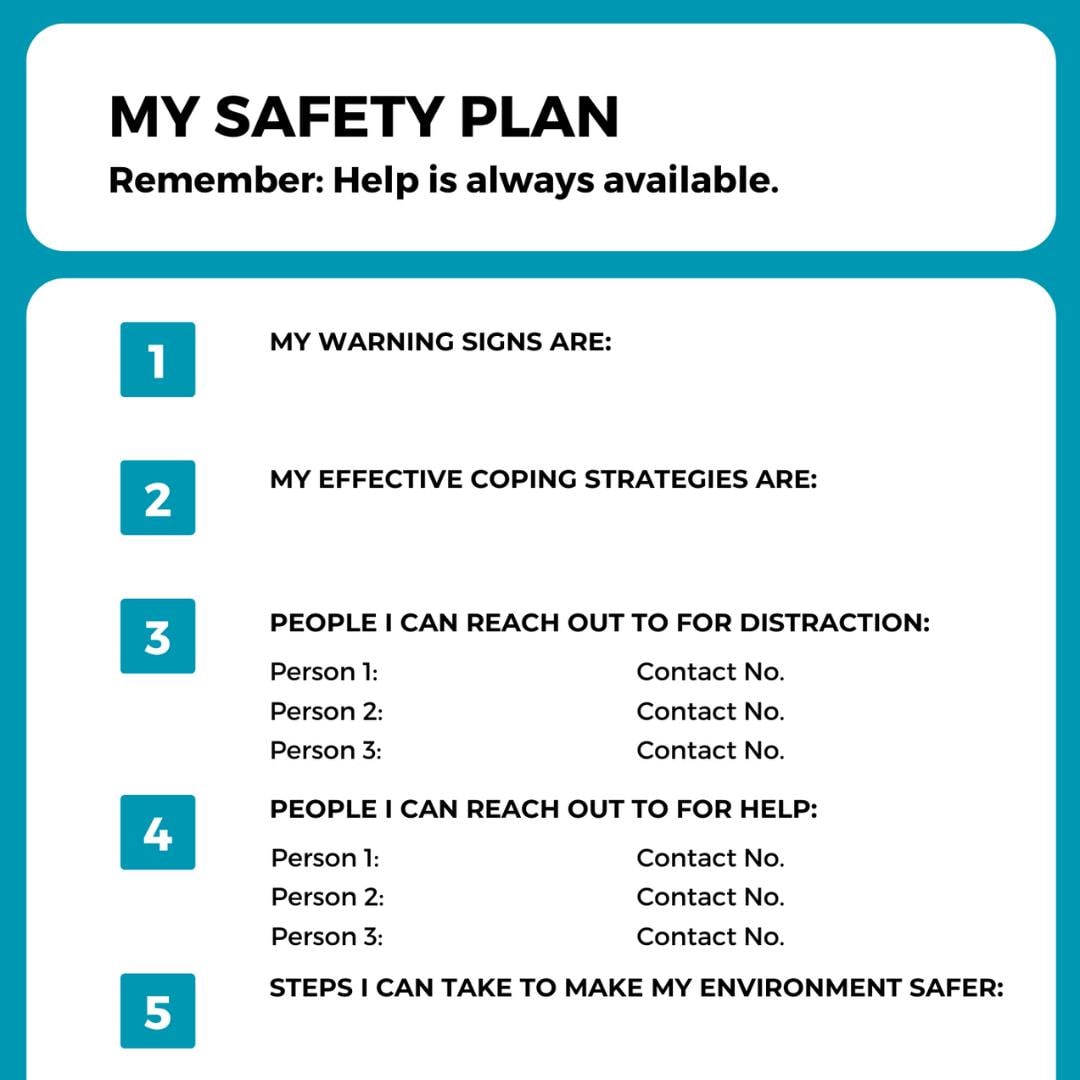 Mental Health Safety Plan | Printable & Fillable PDF With Crisis ...