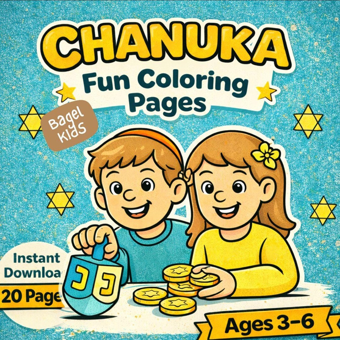 Chanuka Coloring Pages for Kids: Jewish Holiday Activities (digital ...
