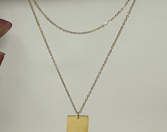 Gold-filled Rectangle Tag Necklace • Dainty Gold Pendant • Minimalist ...