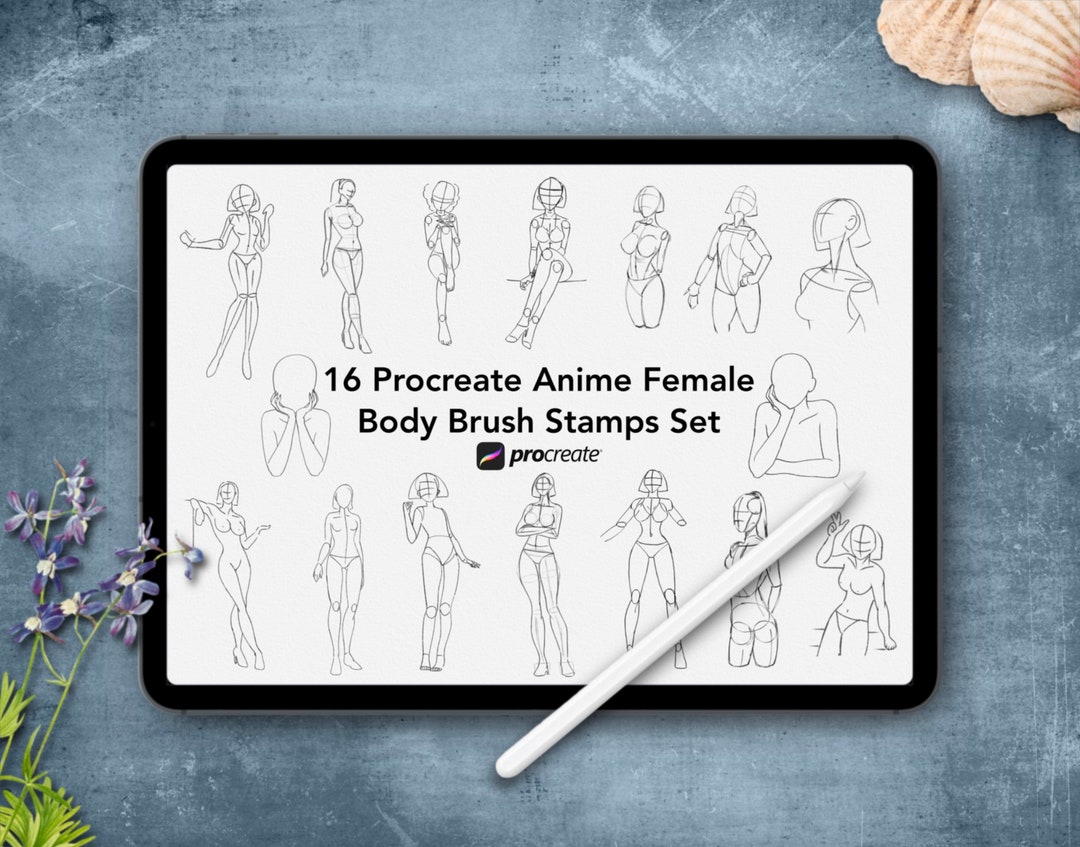 16 Procreate Anime Female Body Brush Stamps Set Procreate - Etsy