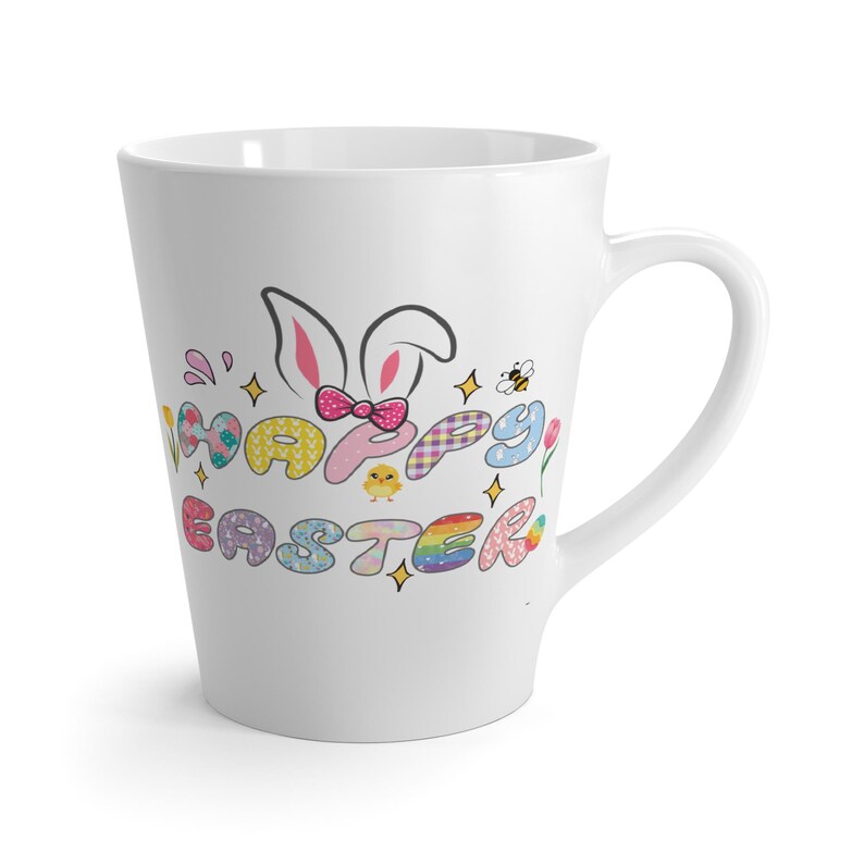 Happy Easter Latte Mug, Cute Bunny Design, Easter Gift, Coffee Cup ...